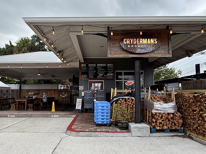 Those towering wood stacks outside aren't decoration - they're proof of serious smoking commitment and craftsmanship.