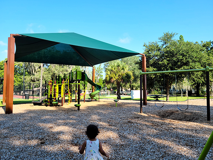 Shaded playgrounds provide community gathering spaces in these affordable towns, where grandparents can entertain visitors without spending a fortune.