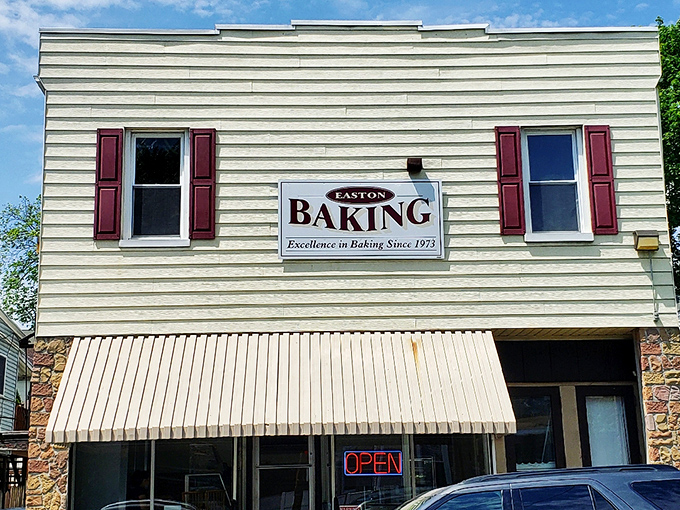 Easton Baking Company's classic awning and stone foundation have witnessed decades of dough-making magic. Some buildings just smell like happiness.