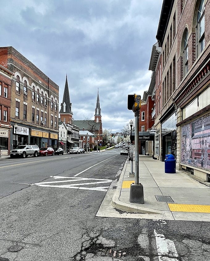 Frostburg's main street climbs through the mountains like a scene from a classic American small town.