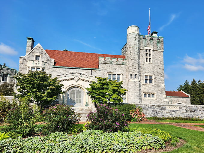 Glamorgan Castle's limestone facade gleams in the sunlight, making even the school administrators feel like nobility during budget meetings.