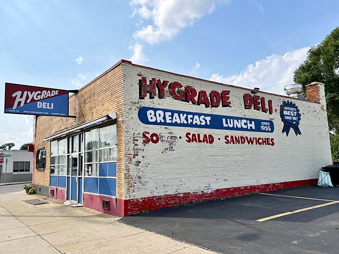 This colorful deli wears its Detroit pride on its sleeve with bold signage and unwavering tradition.