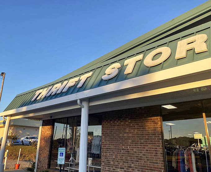 The InJoy Thrift Store sign promises exactly what you'll find inside&mdash;the pure joy of discovering something wonderful at a fraction of its price.