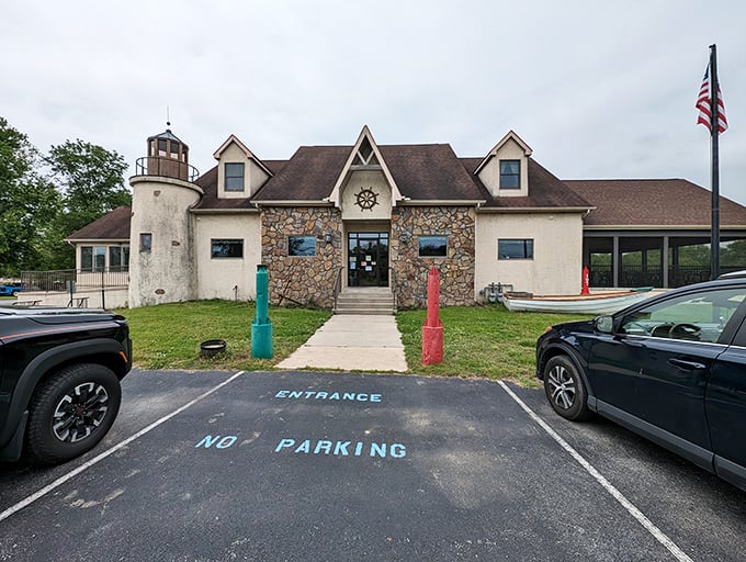 Kathy's Crab House's lighthouse-inspired design is as much a Delaware City landmark as the seafood inside.