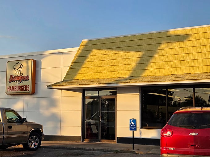 That distinctive yellow roof is like a burger lighthouse guiding hungry souls to Kewpee's doorstep. Simple outside, spectacular inside.