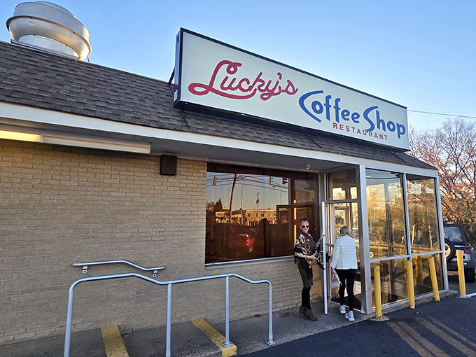 Some places just look like they make great eggs—Lucky's is definitely one of them, with that classic coffee shop sign promising breakfast bliss.