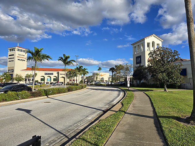 Orlando Vineland's impressive tower stands like a retail lighthouse, guiding shoppers to safe harbor in a sea of amazing deals.