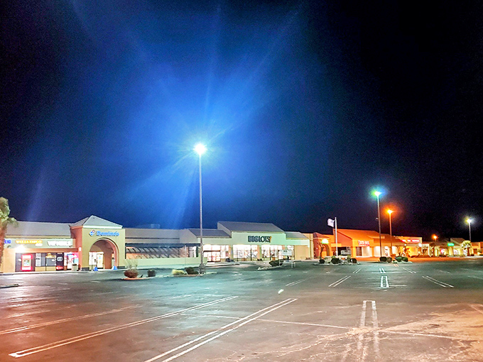 Even strip malls look dramatic against Ridgecrest's desert backdrop where the Mojave creates its own brand of stark beauty.