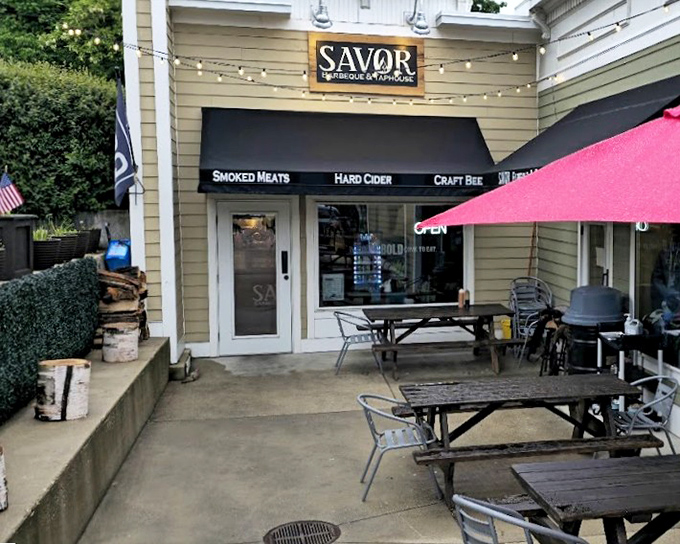 SAVOR's understated exterior in Sister Bay hides a powerhouse of flavor behind that simple wooden sign.