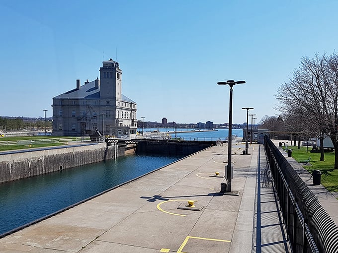 Sault Ste. Marie's historic locks &ndash; where massive freighters perform a gravity-defying dance between Great Lakes.