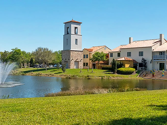 Solivita's entrance says "fancy resort" but the price tag whispers "I can actually afford this on my fixed income."