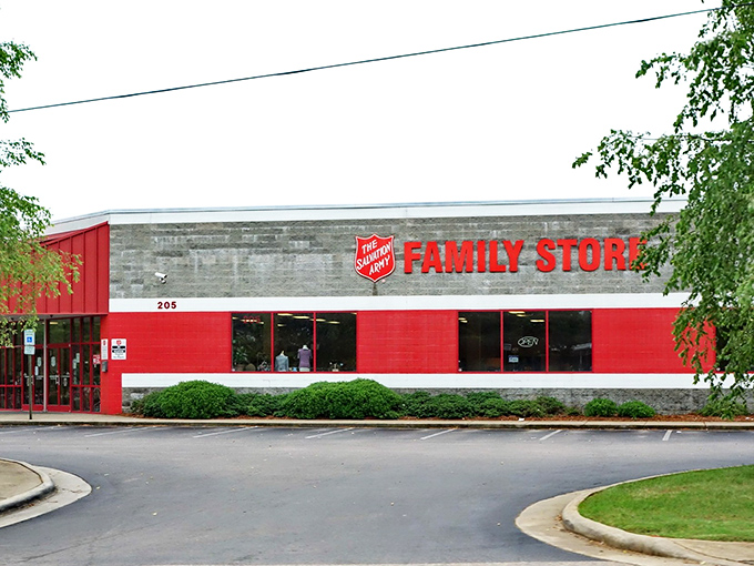 The Salvation Army's iconic red and gray color scheme signals serious savings ahead for smart shoppers.