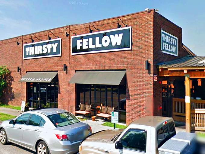 This unassuming brick building houses pizza that makes college students and professionals alike line up for more.