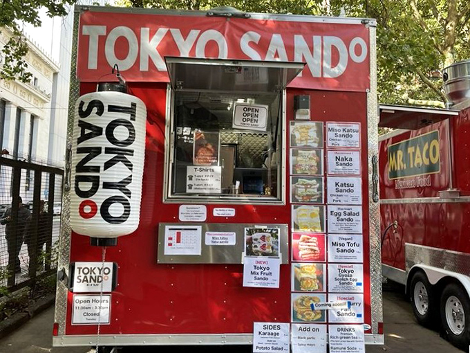Tokyo Sando's fire-engine red food cart proves big flavors come in small packages&mdash;Japanese sandwich magic in portable form.