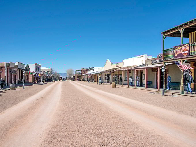 Tombstone's historic Allen Street looks frozen in time, ready for the next showdown between lawmen and outlaws.