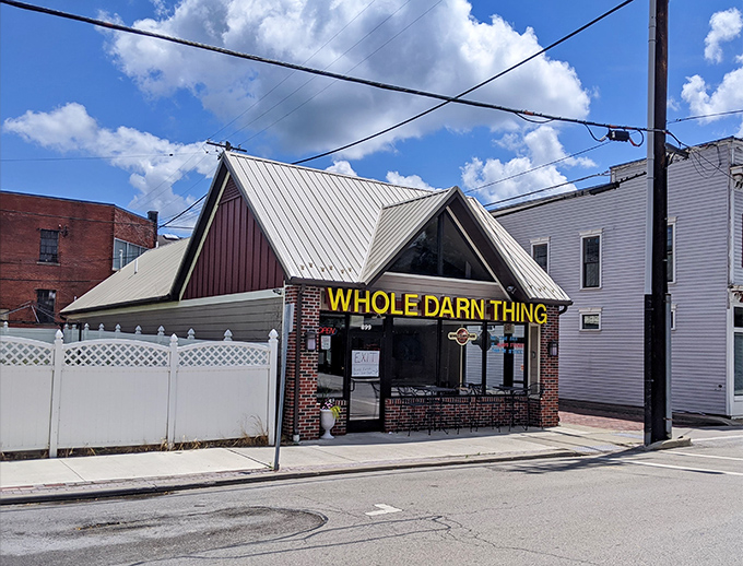 "Whole Darn Thing" isn't just a name&mdash;it's a promise delivered by this distinctive A-frame building in Meadville.