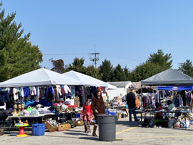 Under white tents, weekend vendors create a moveable feast of bargains that would make any yard sale jealous.
