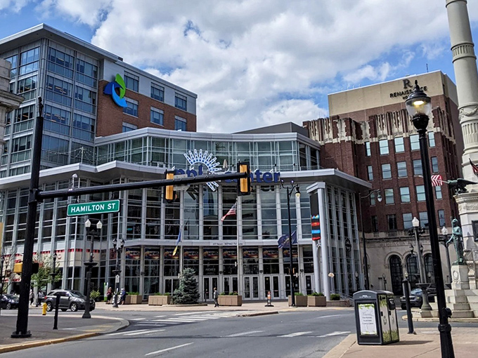 Modern Allentown buildings rise like hopes and dreams, proving this city keeps moving forward gracefully.