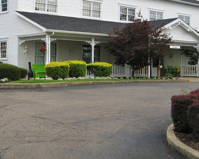 Manicured shrubs and colorful flowers welcome you to the Amish Door. Nature's way of saying "the food inside is equally fresh!"