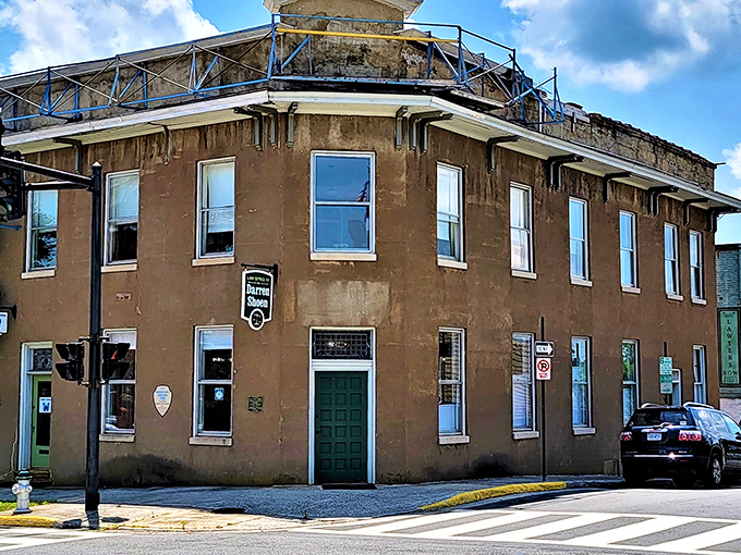 Bedford's historic buildings stand tall against mountain backdrops. That church steeple has witnessed a century of life.