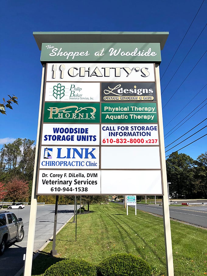 The sign outside Chatty's lists all its neighbors, but locals know which door leads to breakfast bliss.