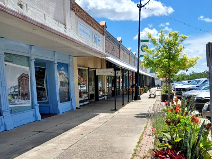 Brick streets and historic storefronts create DeFuniak Springs' distinctive small-town character. The kind of place where parking spots are still plentiful!