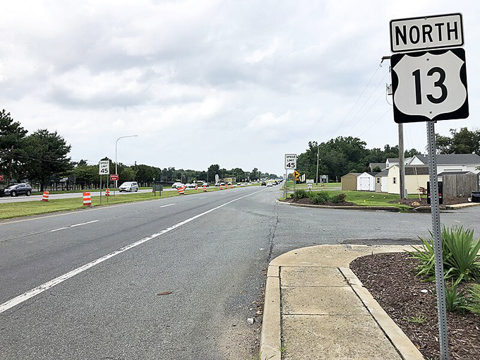 Route 13 cuts through Delaware like a main artery, connecting small towns like Felton to the wider world.