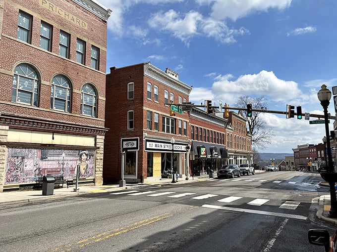 Historic brick buildings line the streets of this mountain town where coal once powered the nation.