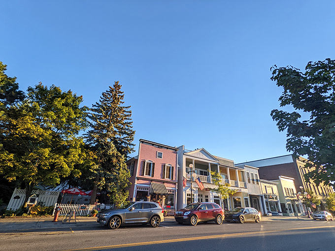 Harbor Springs: Charming Victorian building stands sentinel at the crossroads. Even the stop signs here seem more polite!