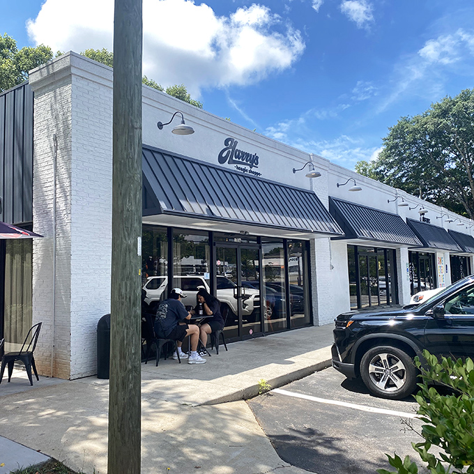 Outdoor seating at Harry's - where sandwich enthusiasts gather to worship at the altar of perfect bread-to-filling ratios. 