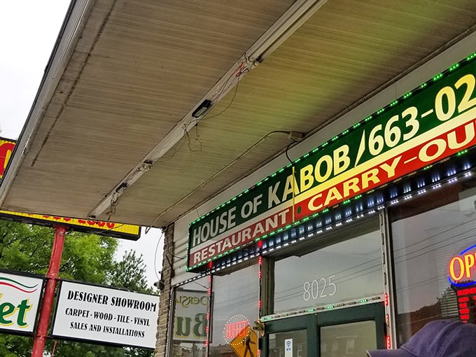 The glowing sign of House of Kabob lights up the night like a beacon for flavor seekers. Those neon lights aren't just for show&mdash;they're signaling "abandon diet, all ye who enter here." 
