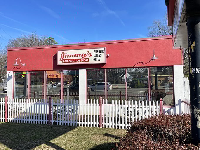 That white picket fence isn't just charming &ndash; it's containing the explosion of flavor that Jimmy's has been serving up for generations.