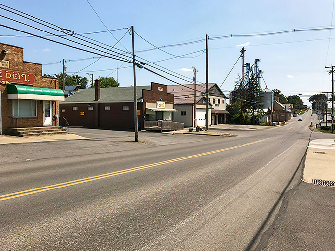 Main Street simplicity! Kidron's unassuming downtown might not look fancy, but that's exactly where its charm lies.