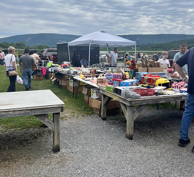 Mountain backdrop bargains! Leighty's outdoor market combines scenic views with the thrill of discovering that perfect unexpected find.