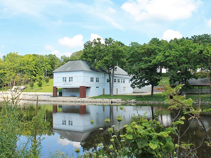 A lakeside retreat in Mayville? This classic boathouse just begs for a leisurely afternoon. Pure serenity by the water.
