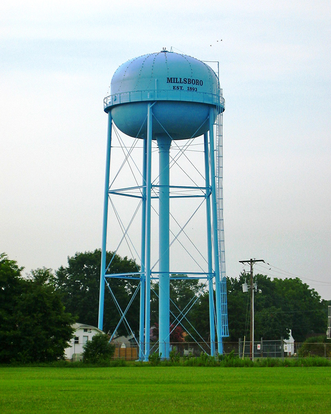 Millsboro's iconic blue water tower stands sentinel over the town &ndash; a beacon of small-town pride since 1891.