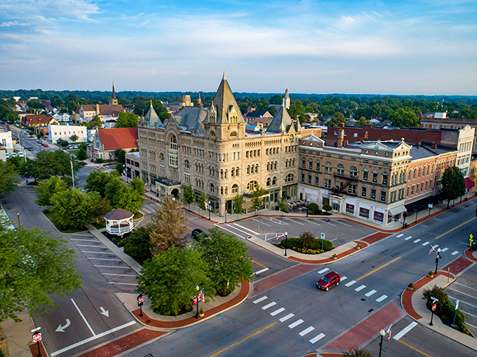 This quaint brick building with its cheerful red roof represents Piqua's blend of historic charm and modern affordability.