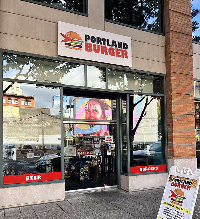 The clean lines and modern signage of Portland Burger hide a delicious secret&mdash;they're serving up old-school flavor bombs.