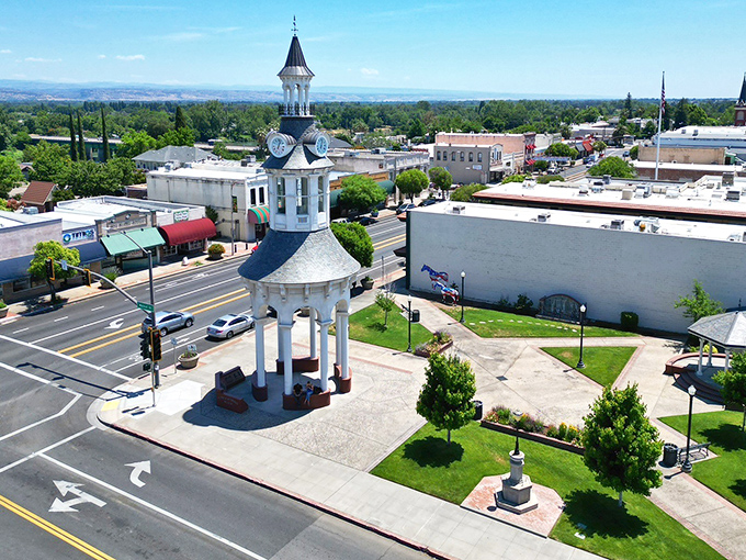 Red Bluff, California – where history meets charm at the iconic downtown clock tower in the heart of this scenic Northern California town.