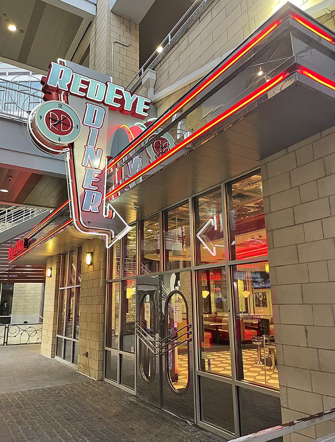 Those sleek red accents and vintage styling make RedEye an Instagram-worthy spot before you even taste the food.