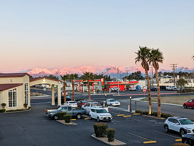 Those pink-tinged mountains at sunrise remind you that Mother Nature is the ultimate interior decorator, no consultation fee required.