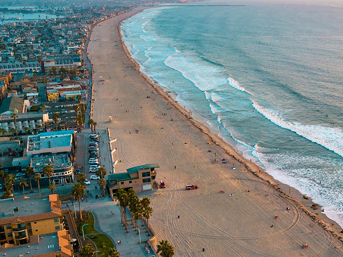 Miles of pristine beach stretch toward the horizon in this Pacific paradise setting.