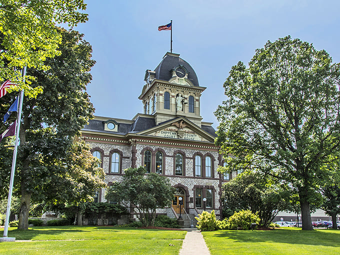 This stunning historic courthouse with its charming tower and lush green surroundings adds timeless beauty to the heart of Sault Ste. Marie.