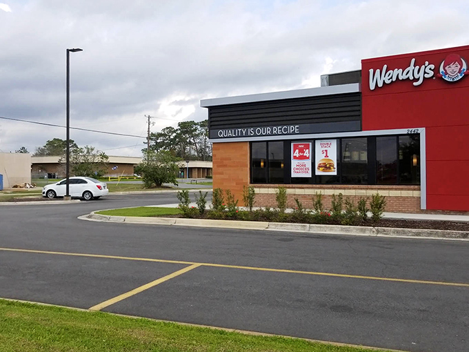 A Wendy&rsquo;s restaurant stands in St. Marys, proving that even fast food moves at a slower pace in small-town Georgia.
