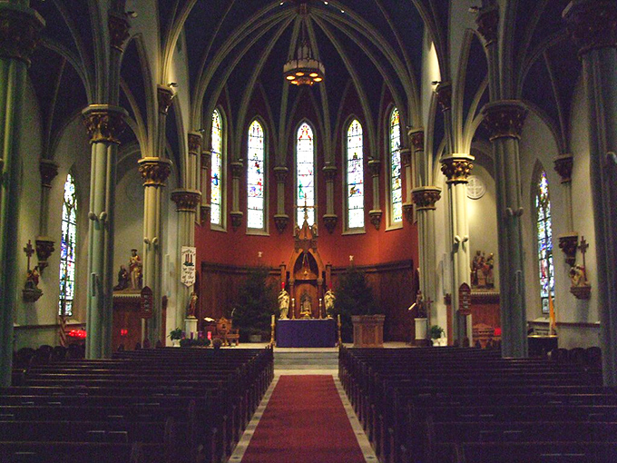 The dome of this impressive church in St. Marys dominates the skyline, visible from nearly every corner of town.