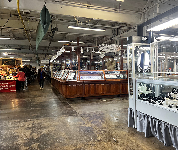 Cooks' interior reveals professional displays worthy of upscale boutiques. That jewelry counter could separate you from your money faster than Vegas!