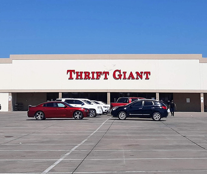 Clear blue skies match Thrift Giant's no-nonsense approach to secondhand shopping – big space, big selection, big savings.