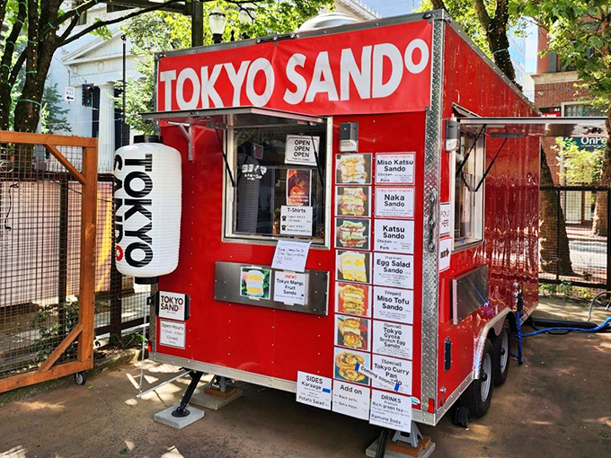 This little red cart packs more flavor per square inch than should be legally possible. Tokyo Sando is sandwich engineering at its finest.