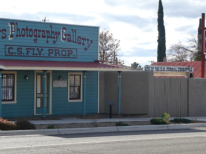 The iconic blue photography gallery in Tombstone preserves memories of the Wild West, just steps from the famous O.K. Corral.