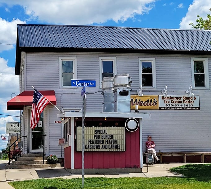 The American flag waves proudly over Wedl's &ndash; a fitting tribute to this slice of pure Americana serving burgers the old-fashioned way.